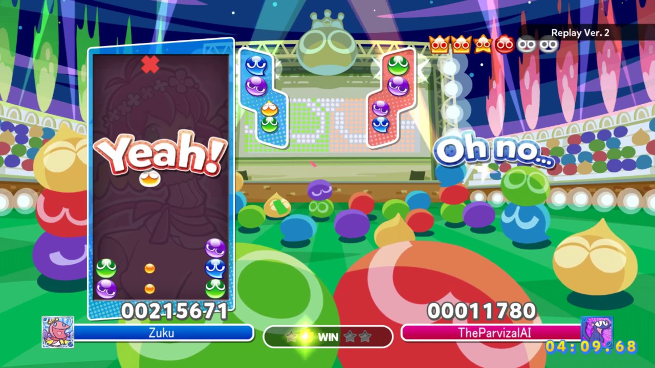 Puyo Puyo Champions - Harpy 28 Chain (using 2-puyo chaining rule) - YouTube