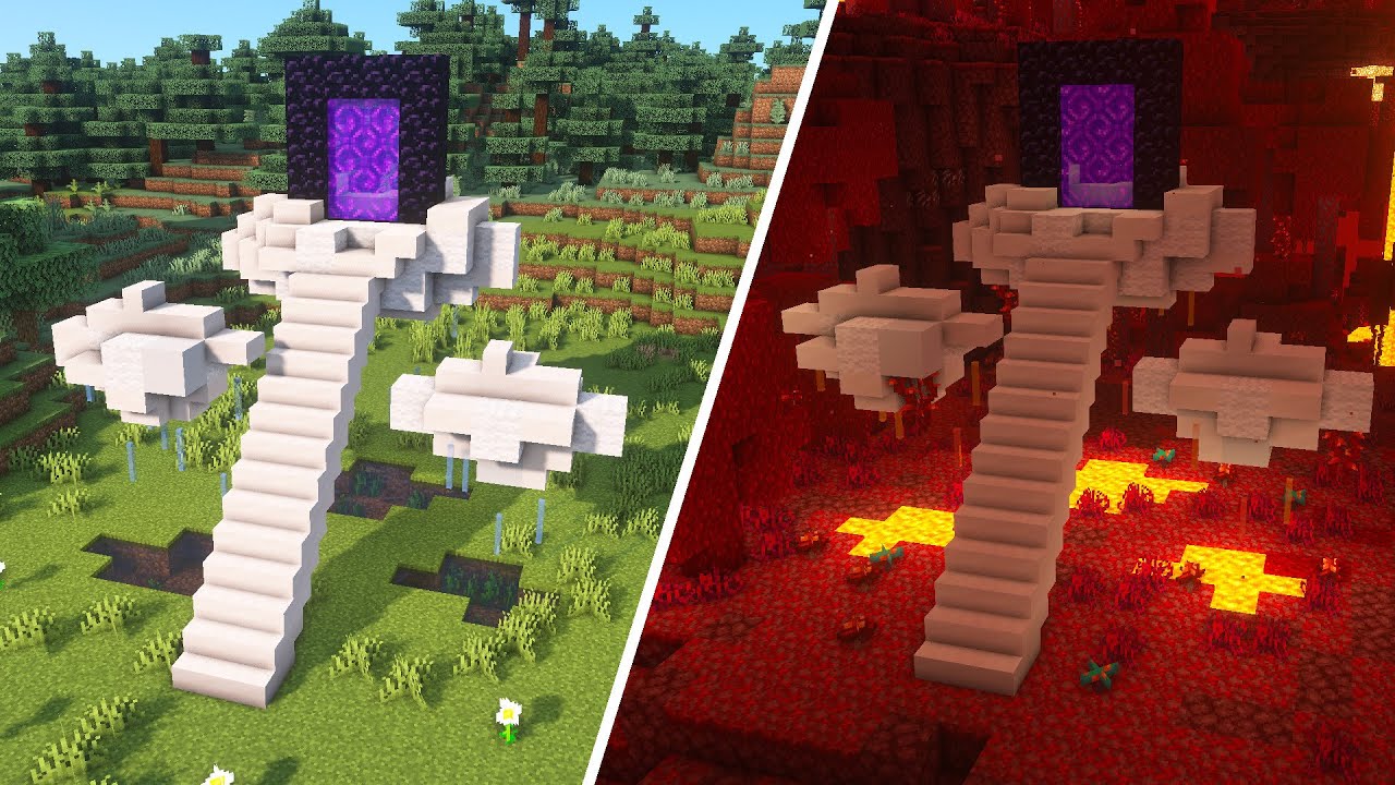 How To Build a Nether Portal in a CLOUD | Minecraft Tutorial - YouTube