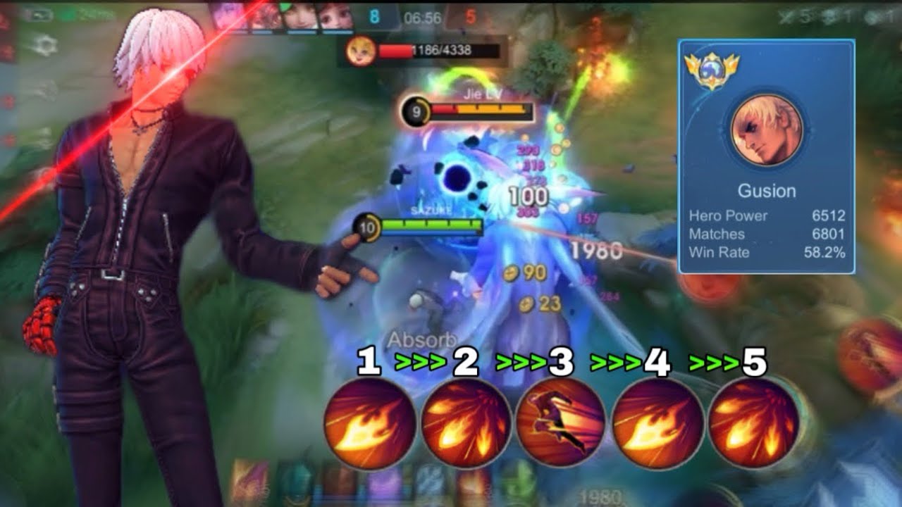 TOP GLOBAL GUSION ONE COMBO SKILL ONE SHORT EAZY MATCH PLAY!!! (TRY THIS COMBO) - YouTube