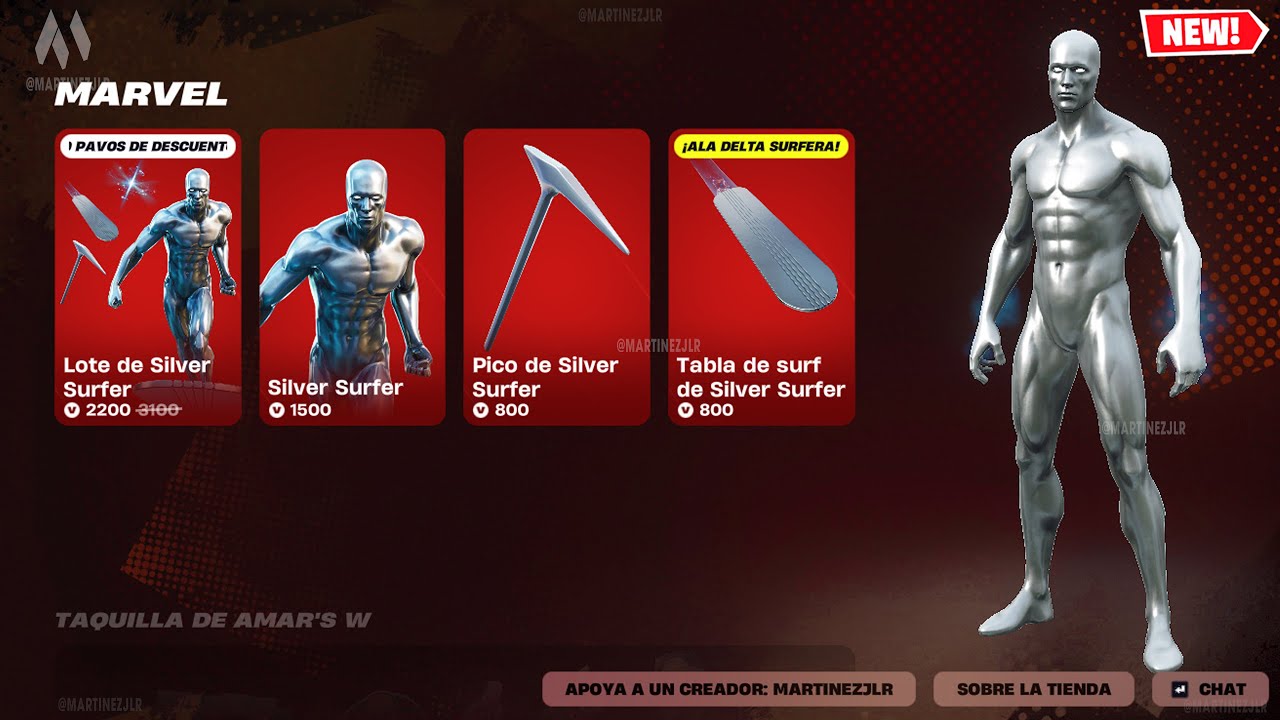 VUELVE SKIN MARVEL, SKIN SILVER SURFER, MELLOVERSO, SKINS POWER RANGERS ...