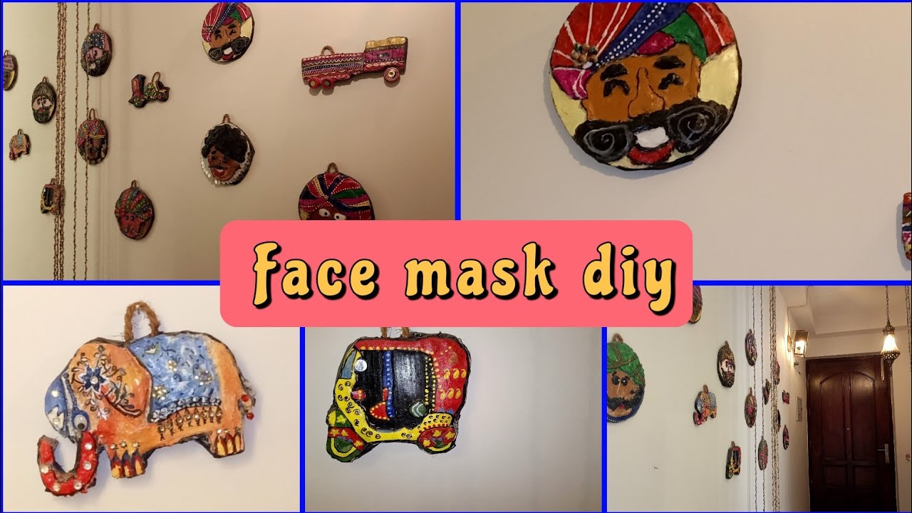 Rajasthani Face mask diy/Indian home decor ideas/Decorate your wall in ...