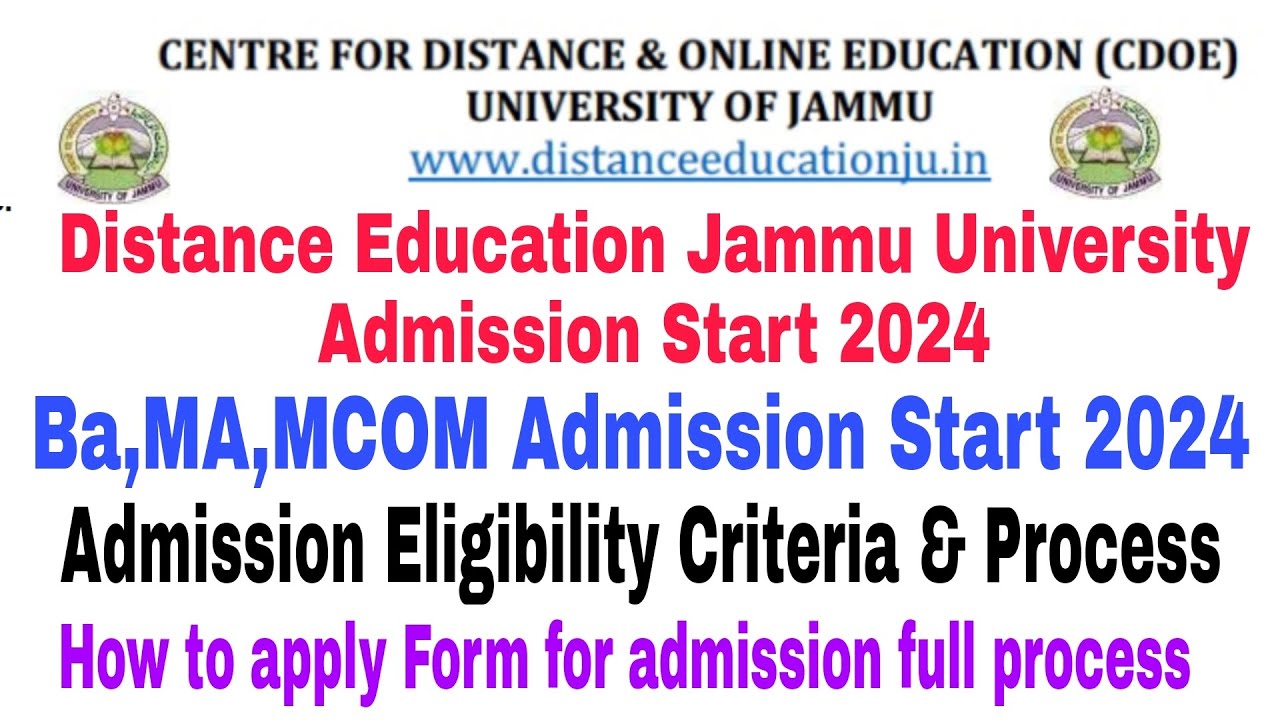 Ma,MCOM, BA, Admission Start 2024 Distance Education Jammu University ...