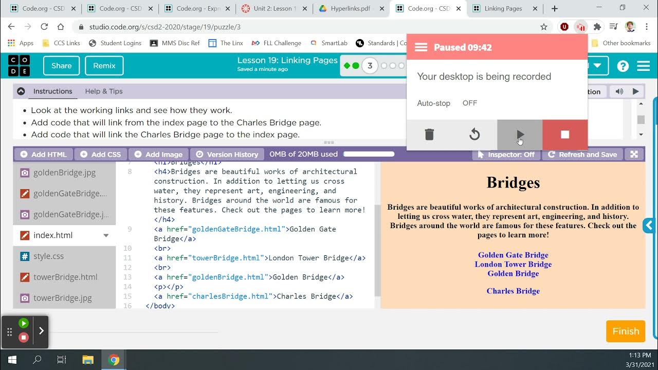 CSD Unit 2: Lesson 19 - Linking Pages - YouTube