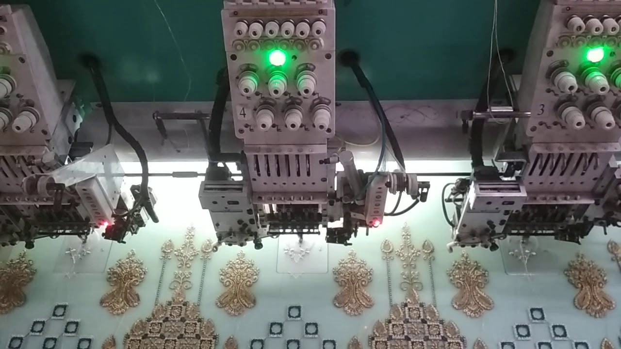How to work on heavy embroidery gown, embroidery work in machine - YouTube
