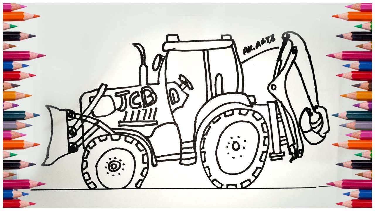 How To Draw A JCB ! JCB Drawing Easy Step By Step ! JCB Drawing And ...