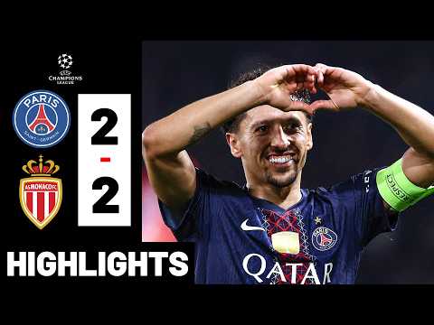 PSG vs Mônaco 2-2 HIGHLIGHTS & All Goals - Marquinho & Kvara - Champions League 25/26