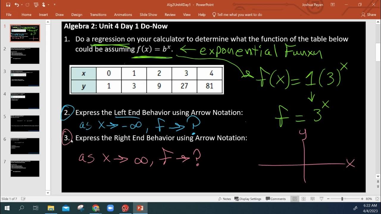 Exponential Regressions & End Behavior Review - YouTube