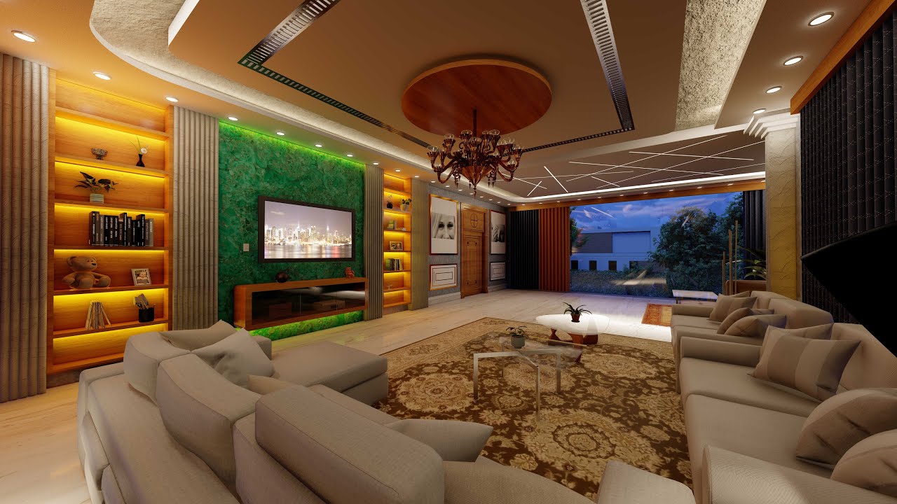 Living room interior design/ 3d animation & cinematric views - YouTube
