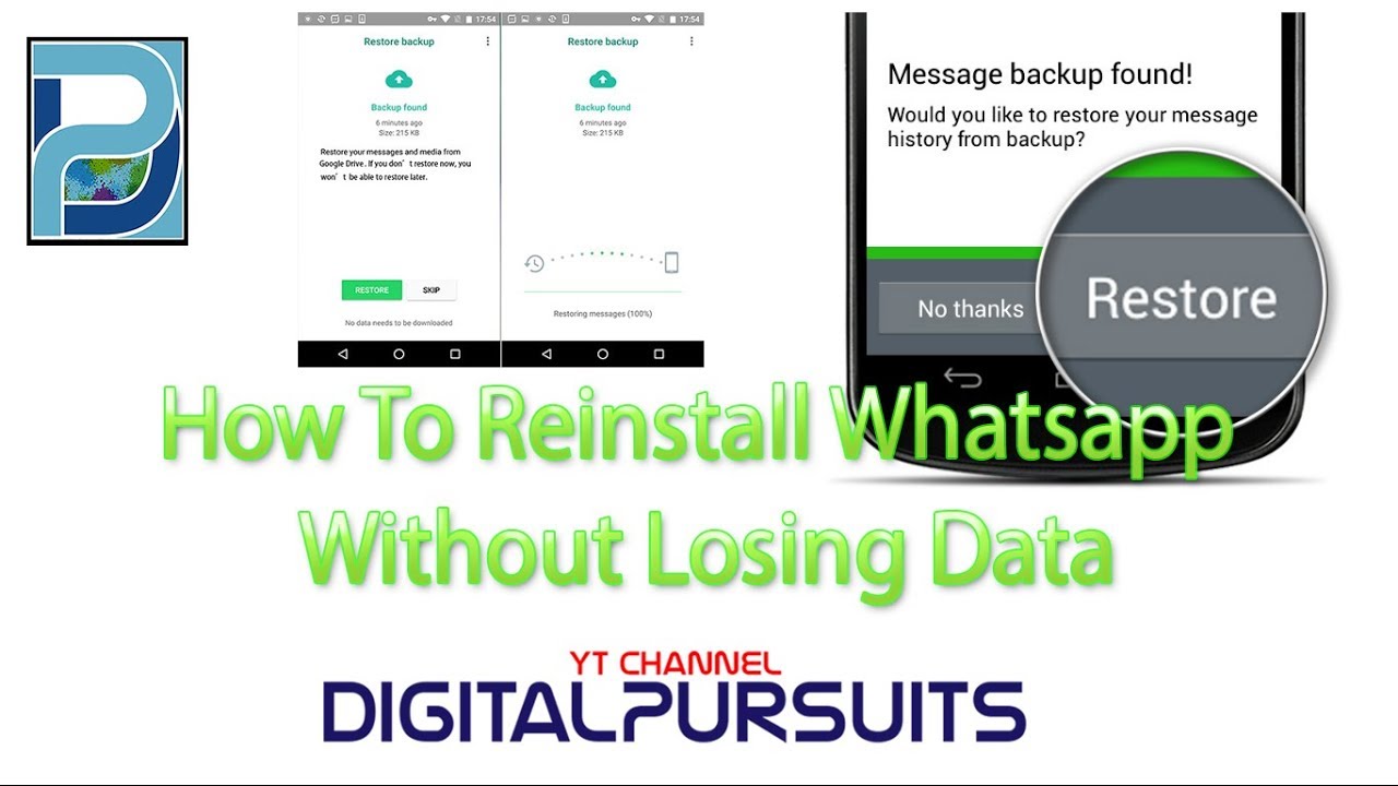how to reinstall whatsapp without losing data in android phones - YouTube