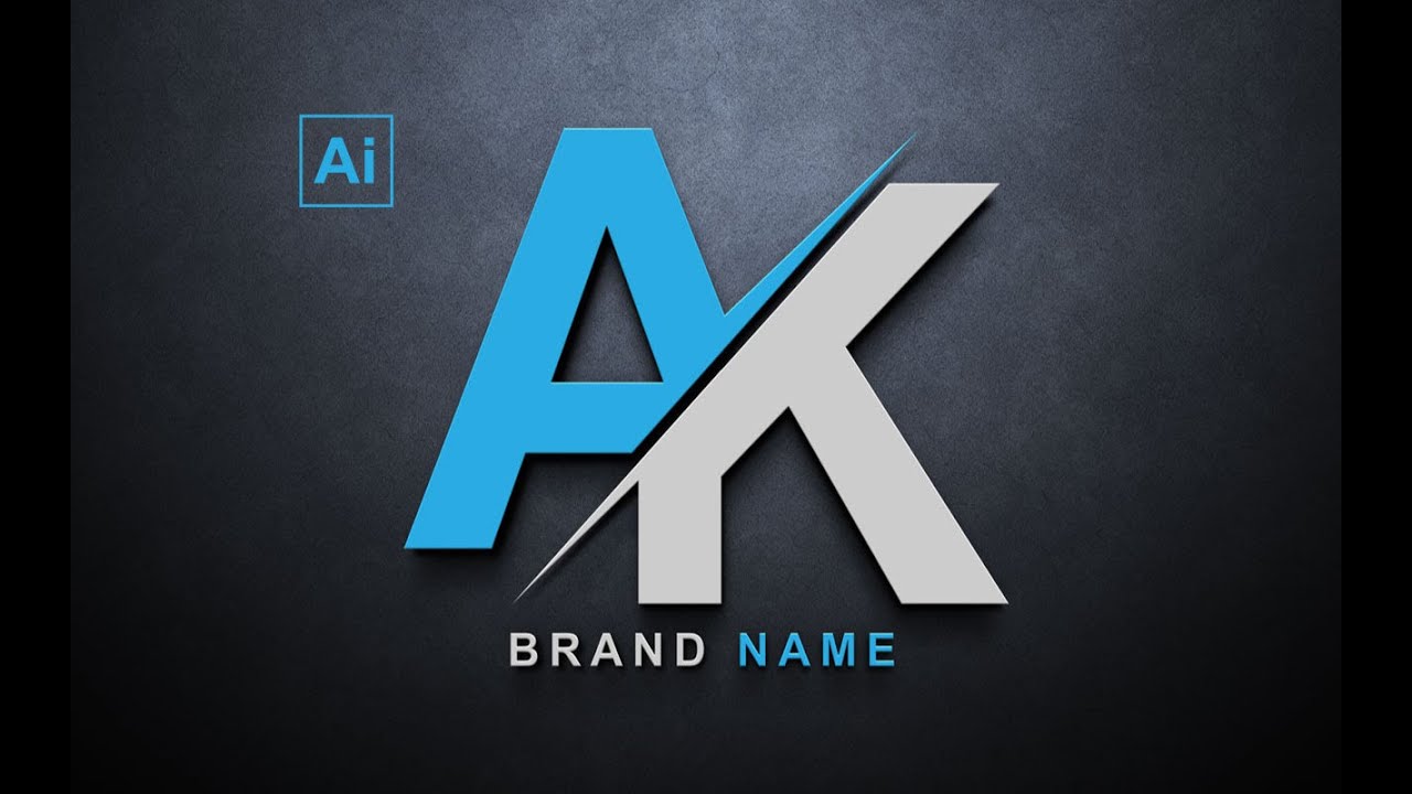 Logo Design In Illustrator How to create letter A+K Logo Design in ...