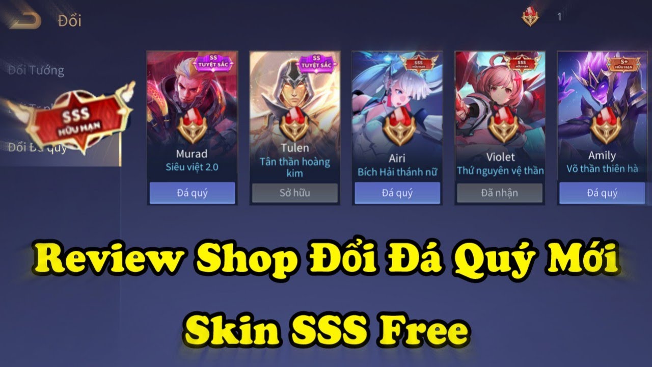 Liên Quân | Review Shop Quy Đổi Đá Quý Skin SSS Cực Hot Ở Các Sever ...