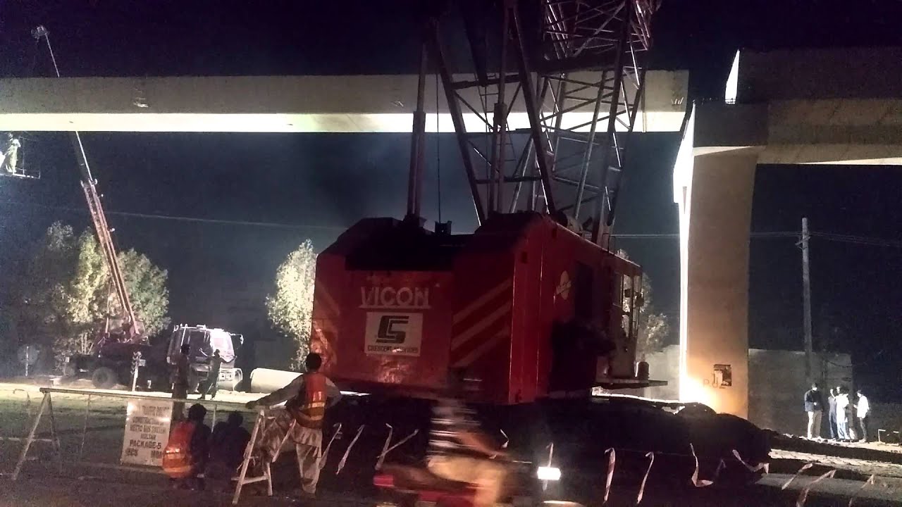 Multan metro bus girder launching Part 2 - YouTube