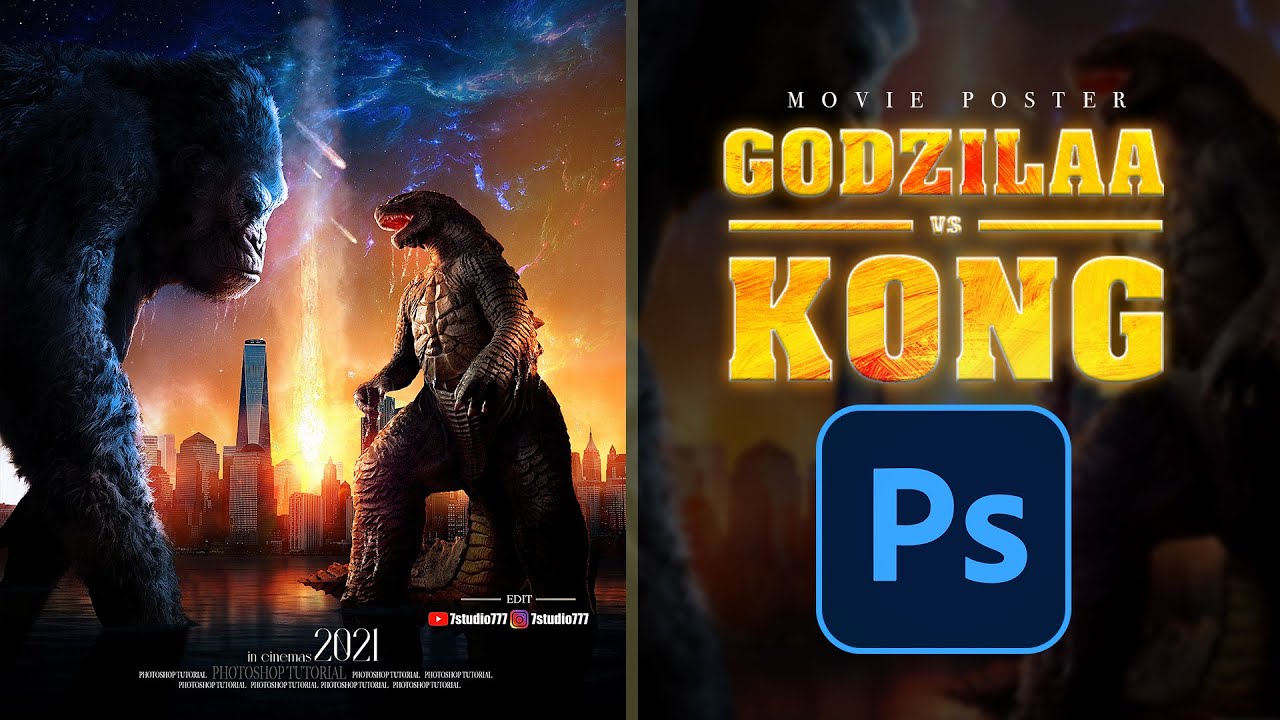 how to create Godzilla vs Kong movie poster 2021 ! realistified ...