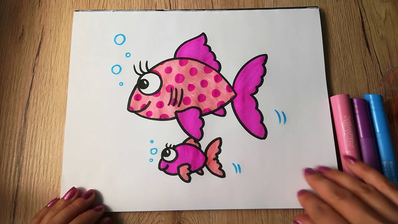 HOW TO DRAW Funny Fish - 5 fish drawings - sea creatures - coloring ...