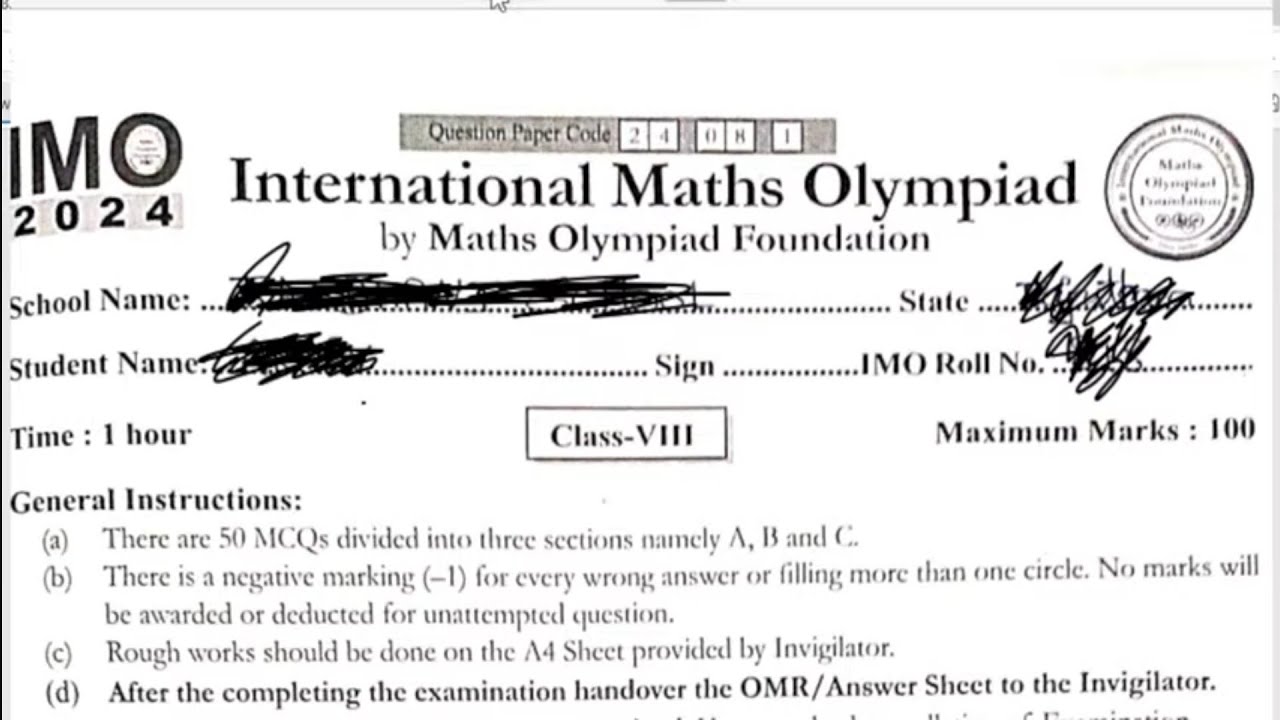 DEVCLASSES IMO PAPER SOLUTION CLASS 8 olympiad - YouTube