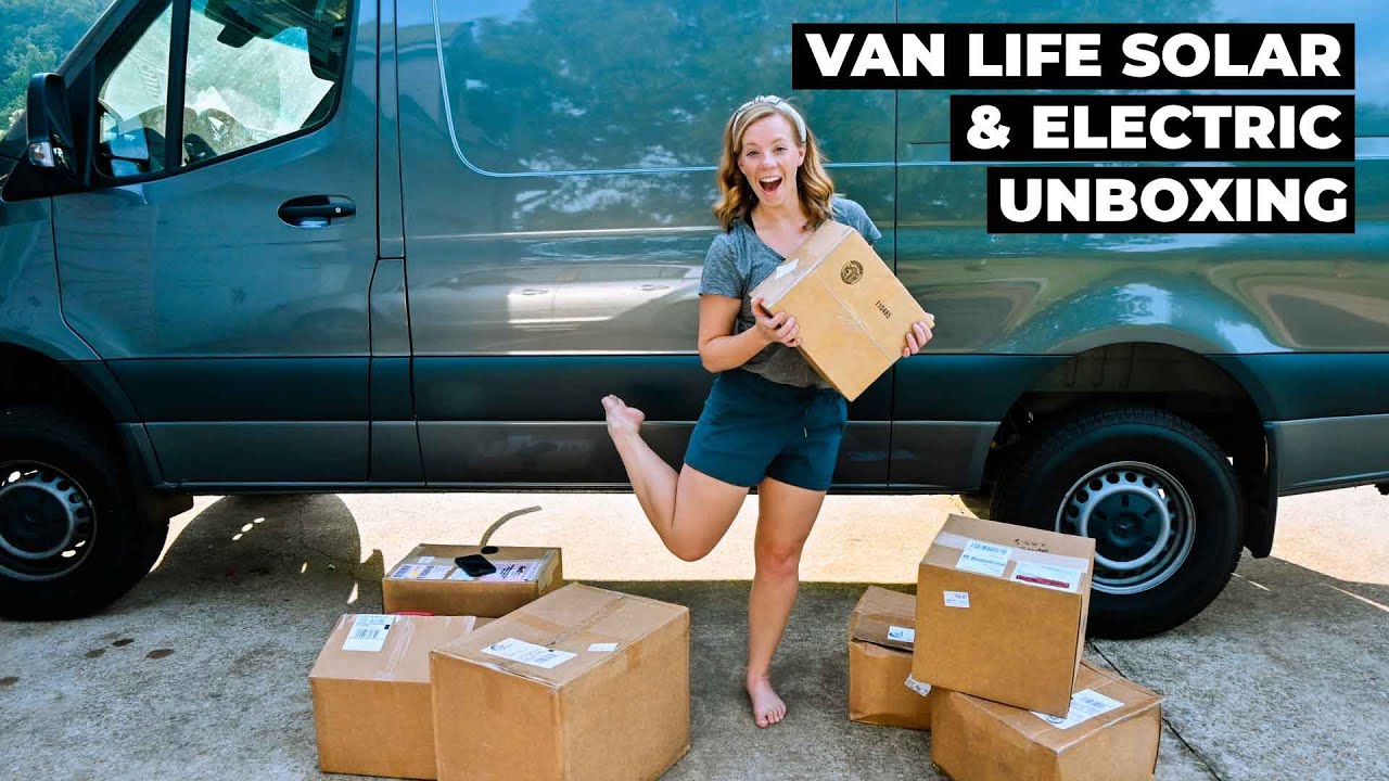 (EP. 6) ALL ELECTRIC VAN CONVERSION solar components unboxing (why we ...