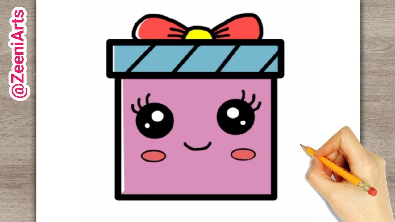 How to Draw a Cute Gift Box- Easy Step-by-Step - YouTube