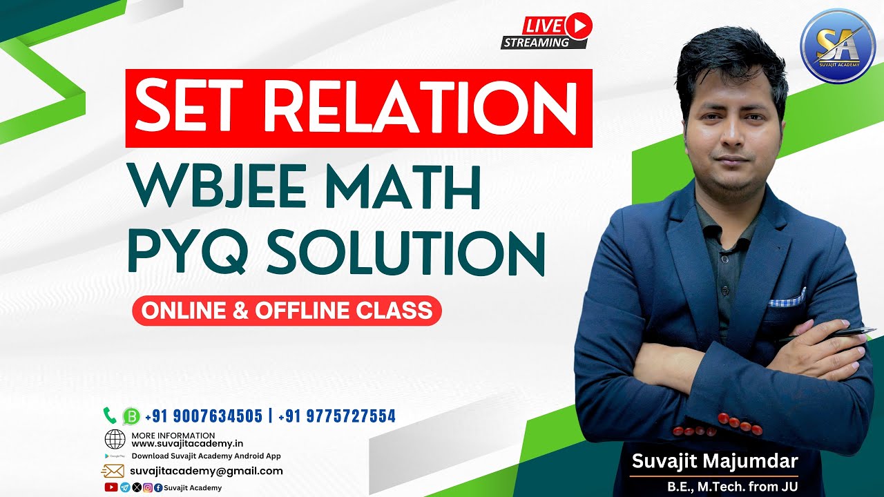 Set Relation Math WBJEE Previous Year Question Solution | Wbjee 2024 ...