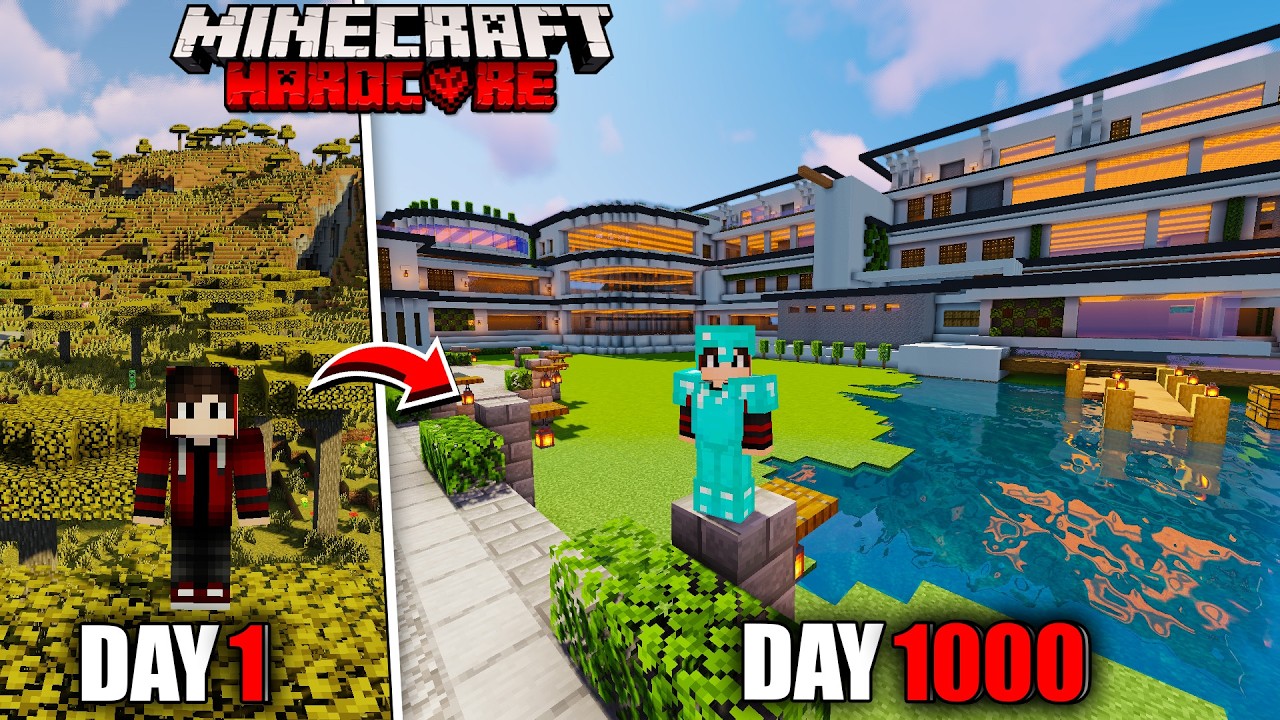 minecraft 1000 days | minecraft hardcore series in hindi - YouTube