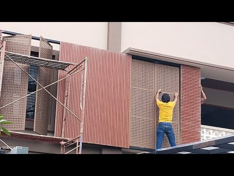 proses pembuatan facede panel rotan sintetis motif kotak 3D # ...