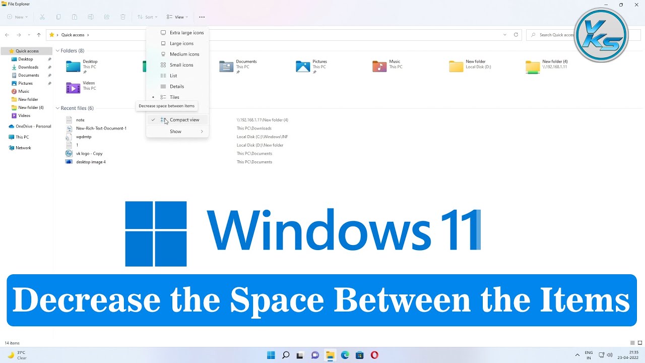 How To Decrease The Space Between The Items in Windows 11 Explorer - YouTube