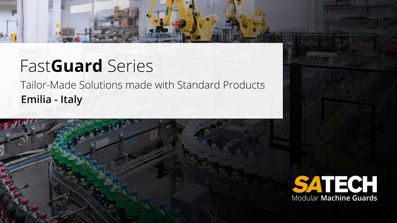 Machine Fencing Applications on a bottling line: Satech FastGuard - YouTube