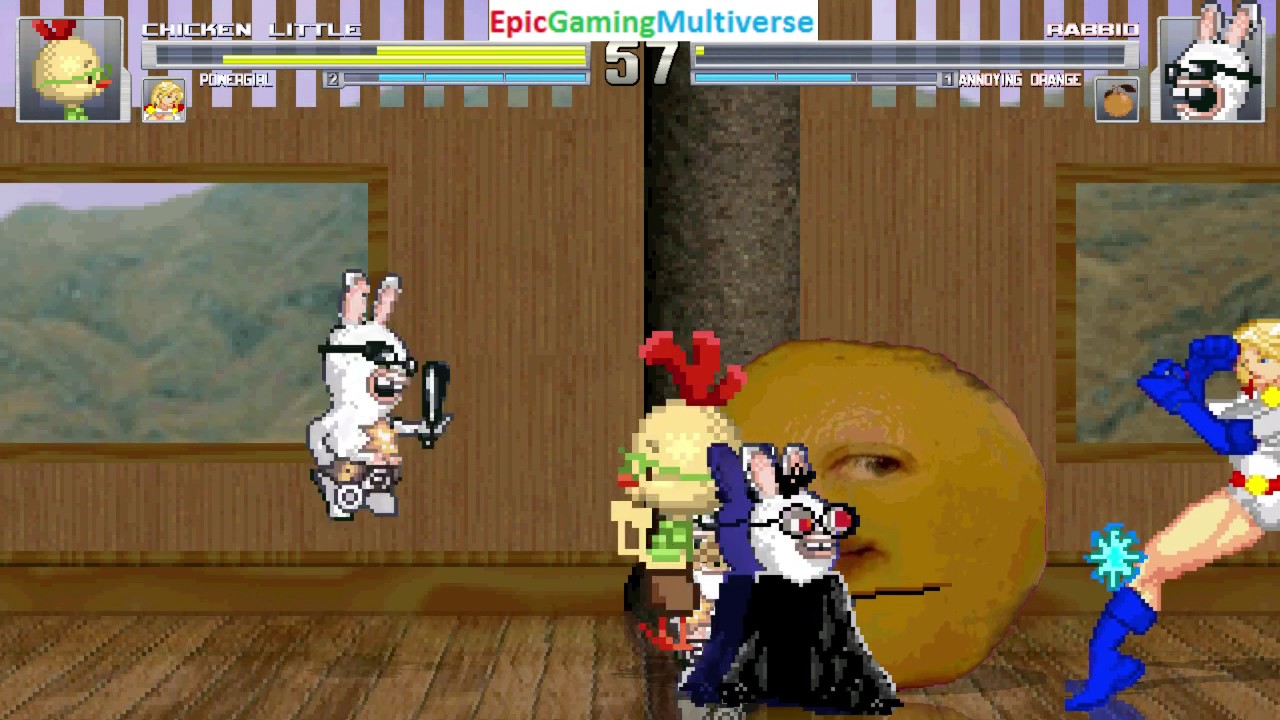 The Annoying Orange And The Rabbid VS Chicken Little & Power Girl In A ...