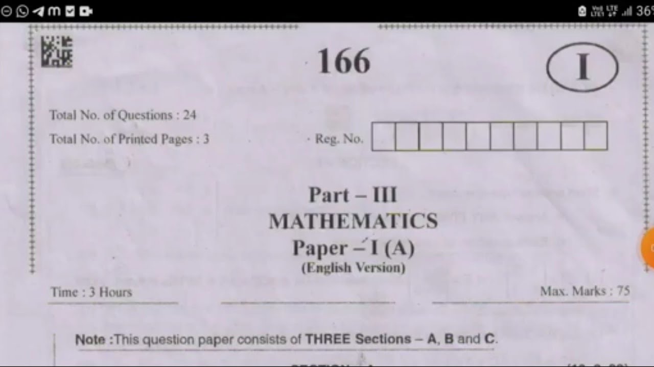INTER 1ST YEAR MATHS 1AQUESTION PAPER 1ST YEAR INTER MATHS 1A MODEL ...