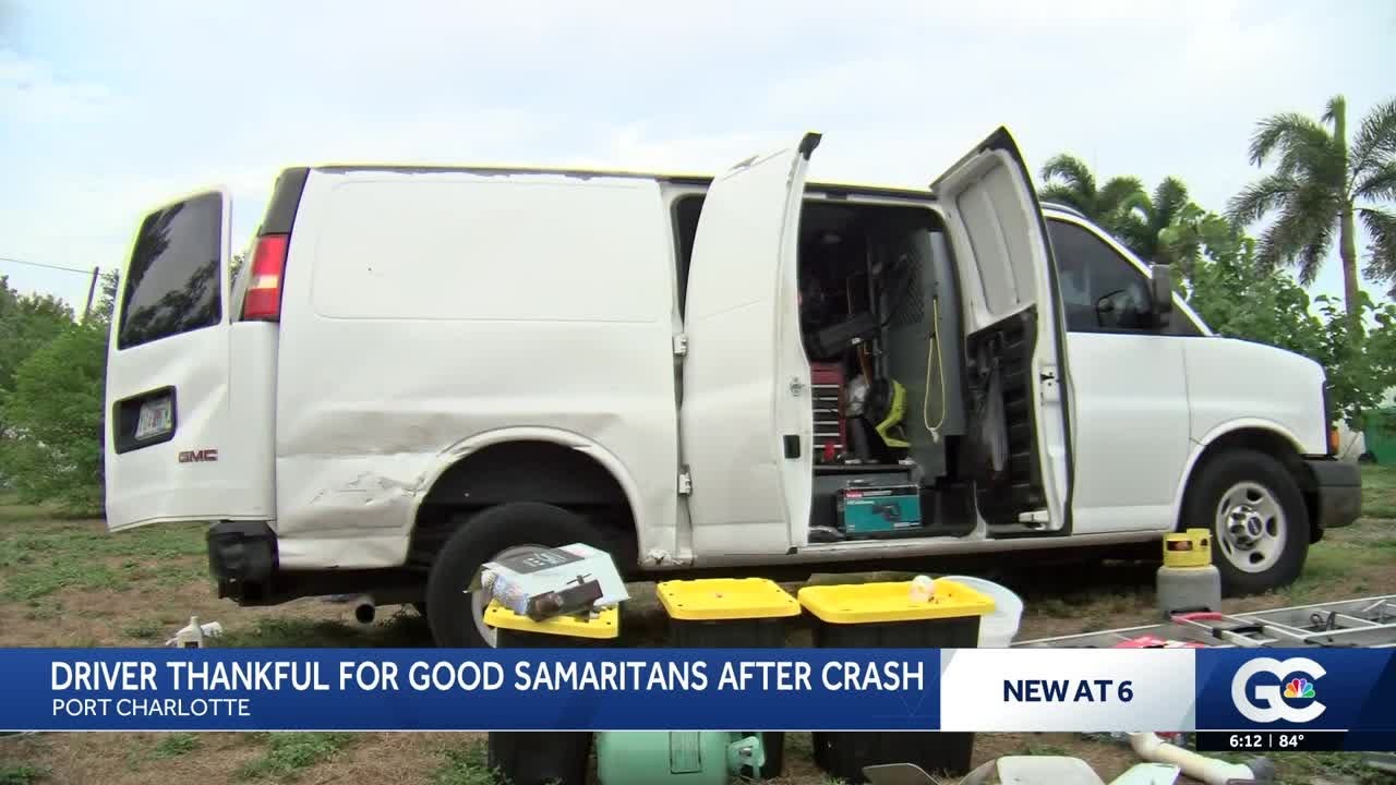 Driver thankful for good Samaritans after crash - YouTube