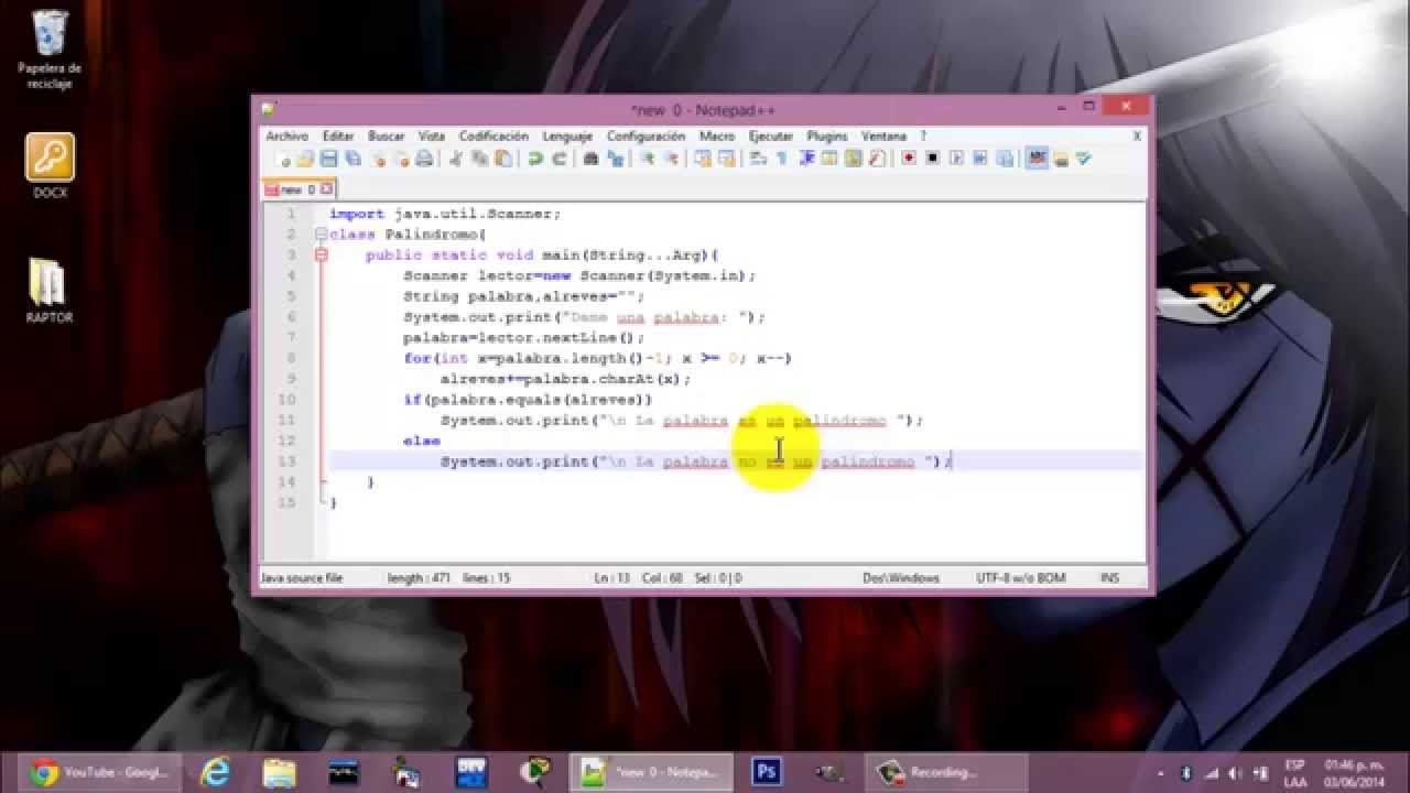 Palindromo en java - YouTube