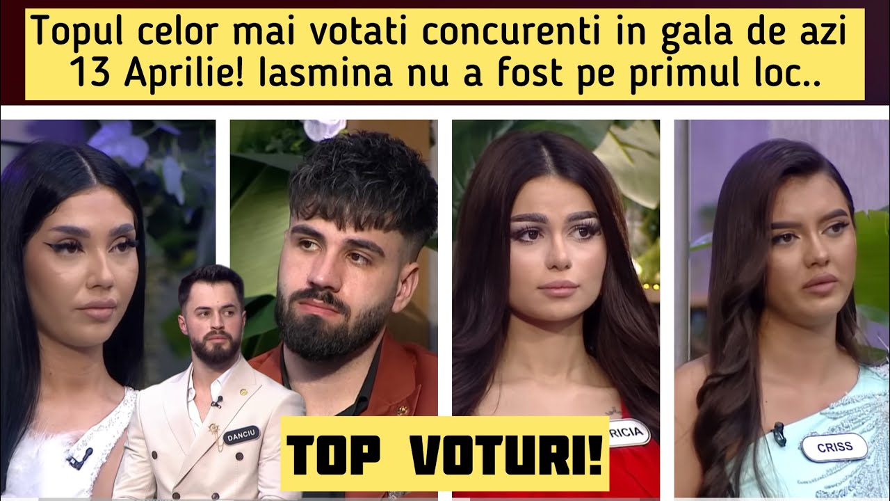 Topul celor mai votati concurenti in gala de azi 13 Aprilie! Iasmina nu ...