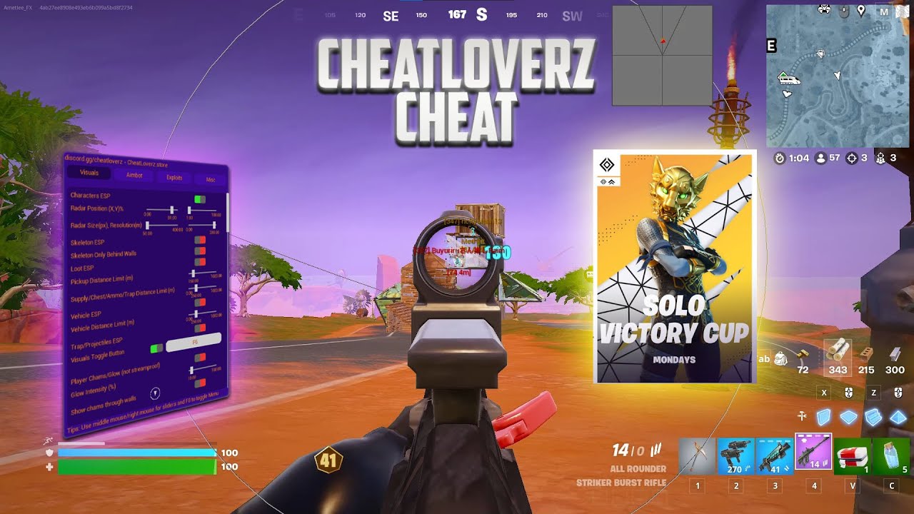 Cheating In The Solo Victory Cup with Silent Aim (Ft. CheatLoverz) - YouTube