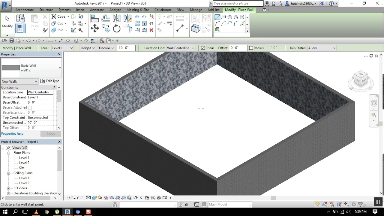 how to make wall on revit architechture software - YouTube