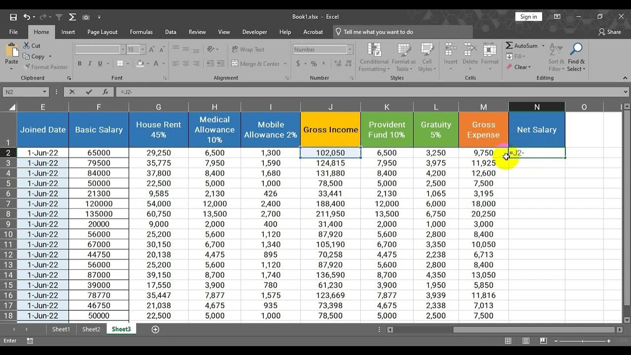 Salary Sheet and Conditional Formatting in MS Excel - YouTube