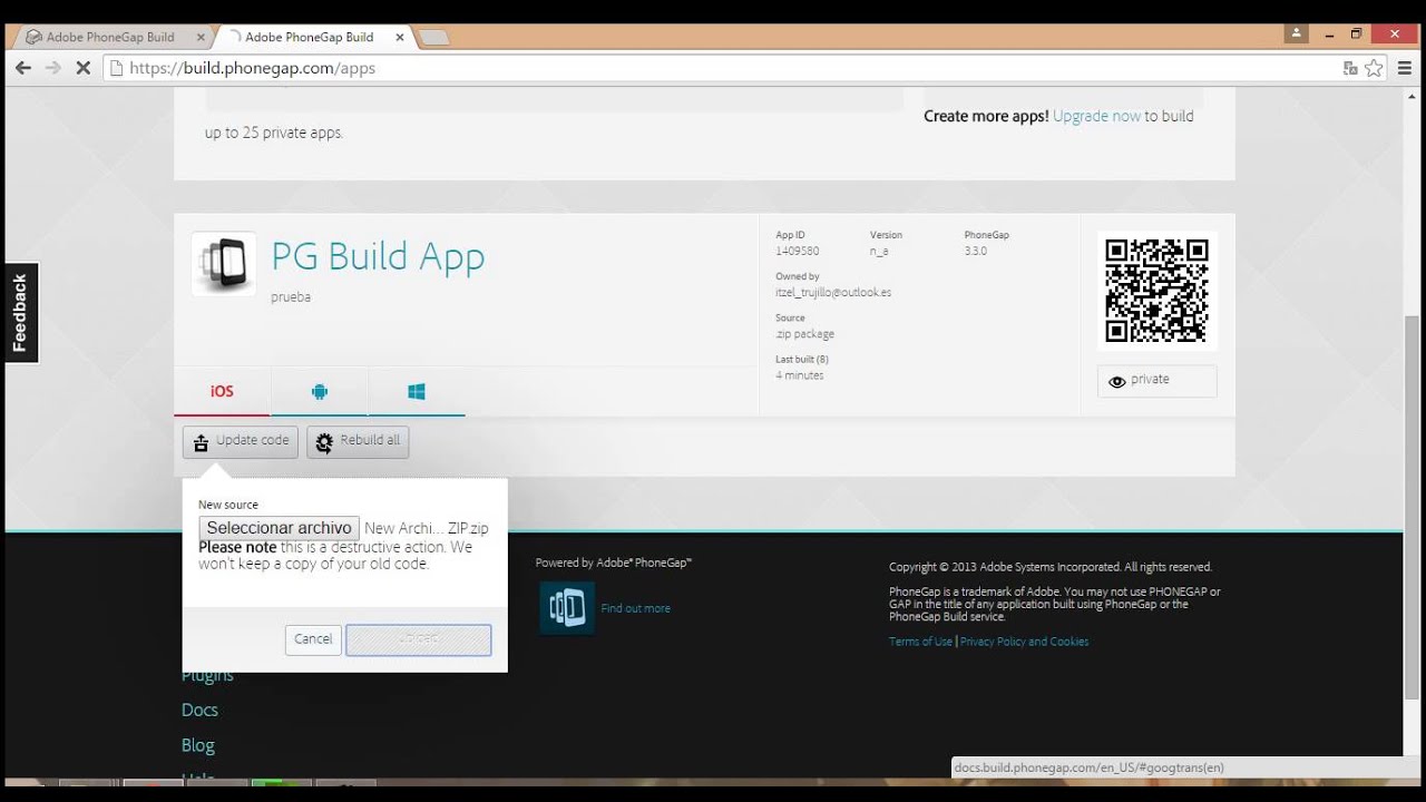 phonegap build subir proyecto - YouTube