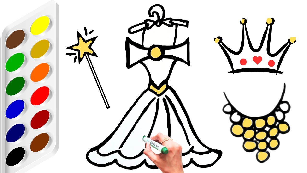 Easy Princess dress Drawing for kids and toddlers | Elsa dress drawing ...