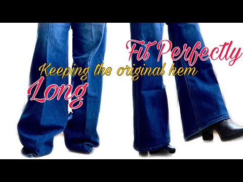 How to Shorten and Hem wide leg Jeans and Keeping Original Hem..DIY