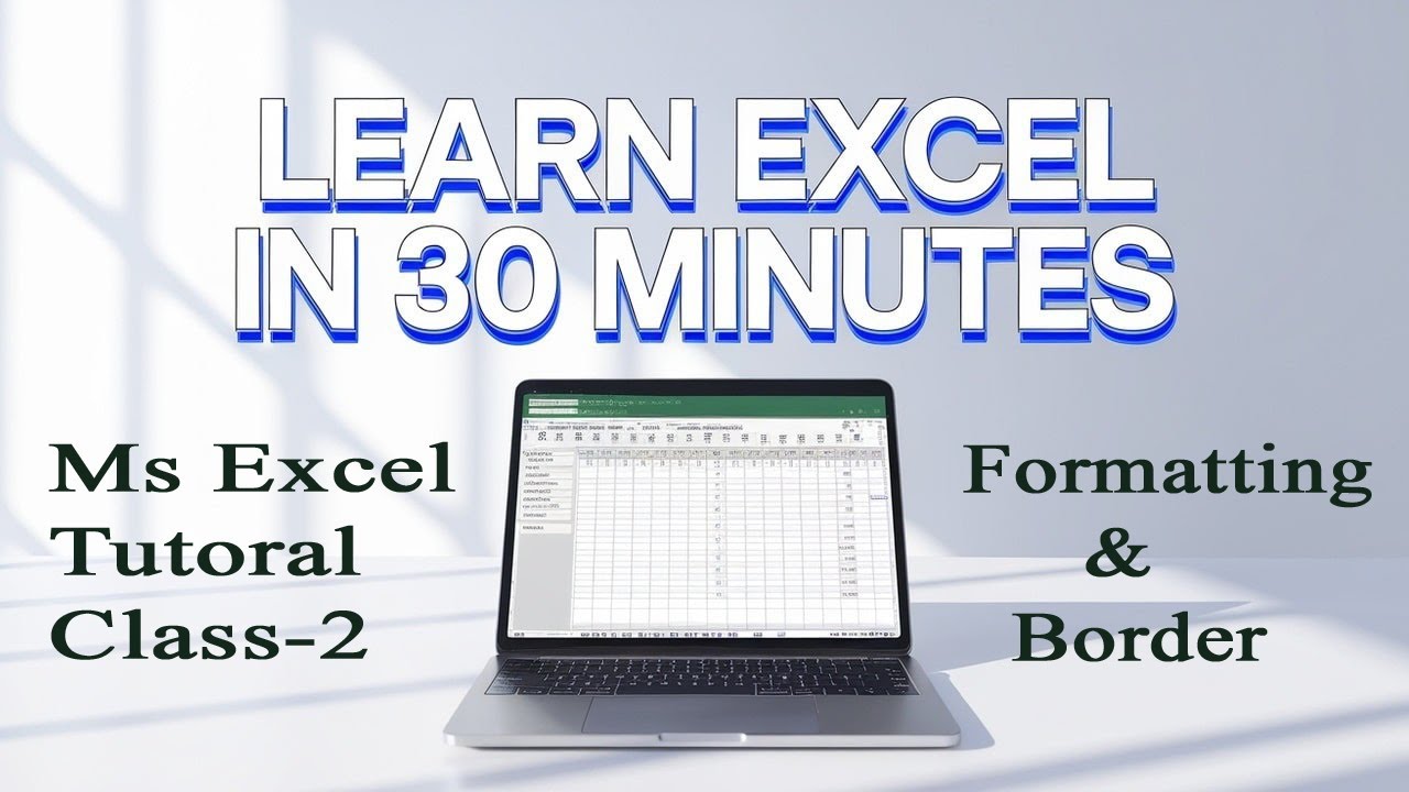 Ms Excel Tutorial Making Spreadsheet Border Formatting Cell Class 2 Youtube