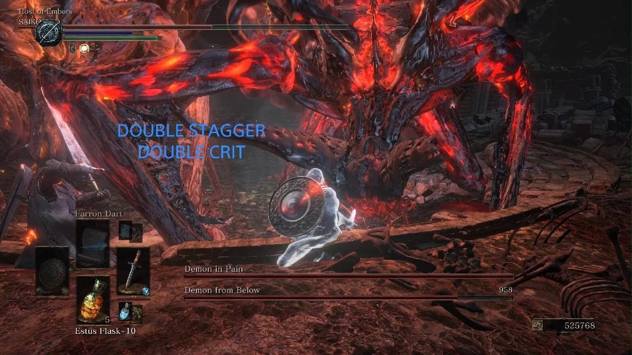DARK SOULS III- falling and staggering both demons - YouTube
