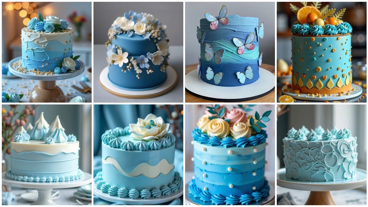 Blue color Birthday cake design / Blue cakedecoration ideas/ # ...
