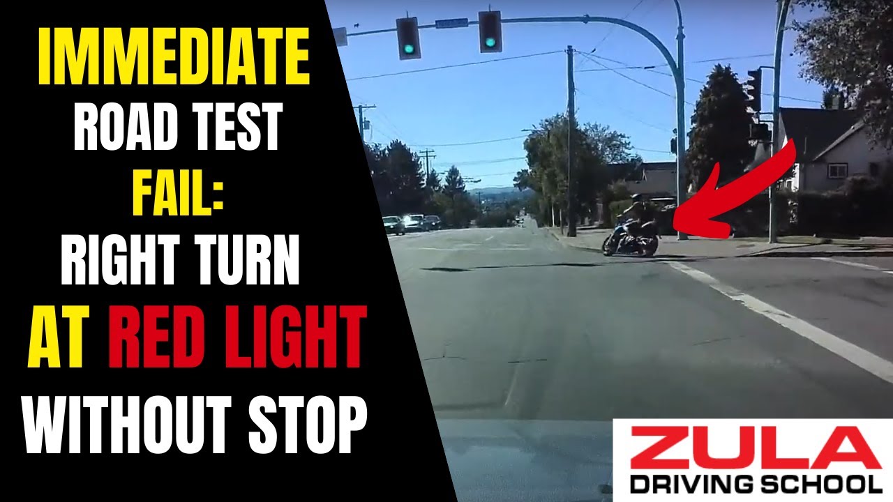 Immediate Road Test Fail: Right Turn at Red Light without Stop - YouTube
