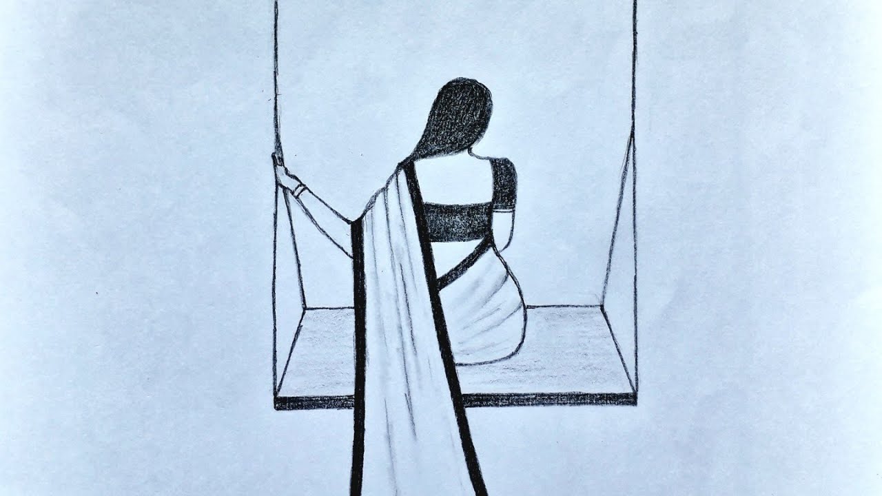 Women Art || Women Drawing || How to Draw Women on Swing - YouTube