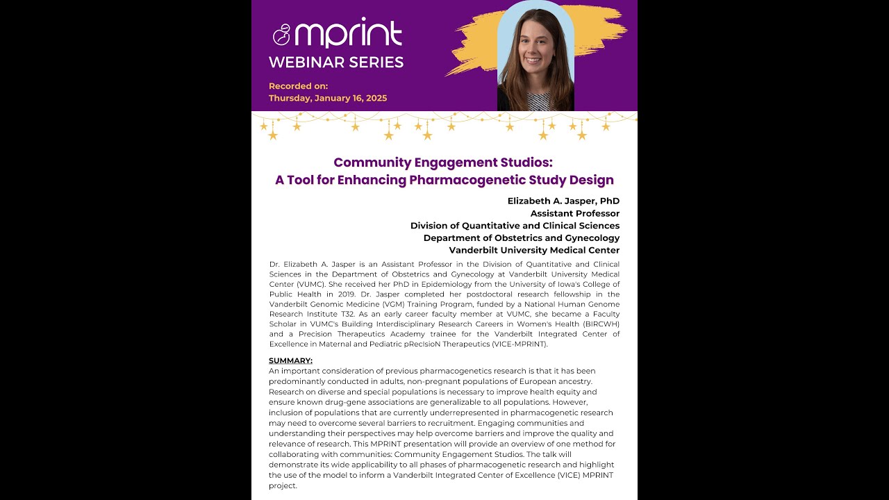 The MPRINT Webinar Series: "Community Engagement Studios..." - YouTube