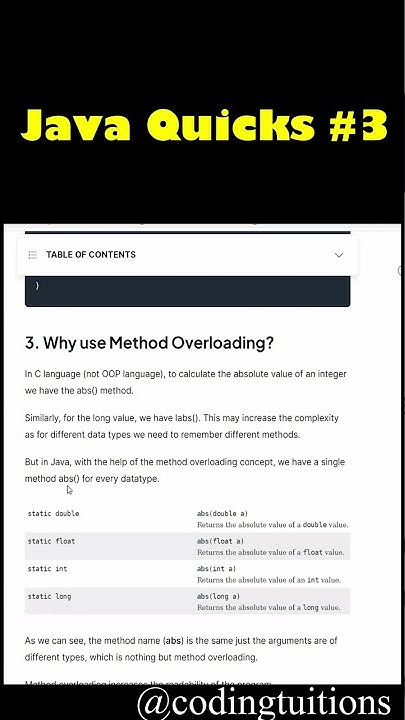 Why to use Method Overloading? | Java Quicks 3 | Java Interview Questions - YouTube
