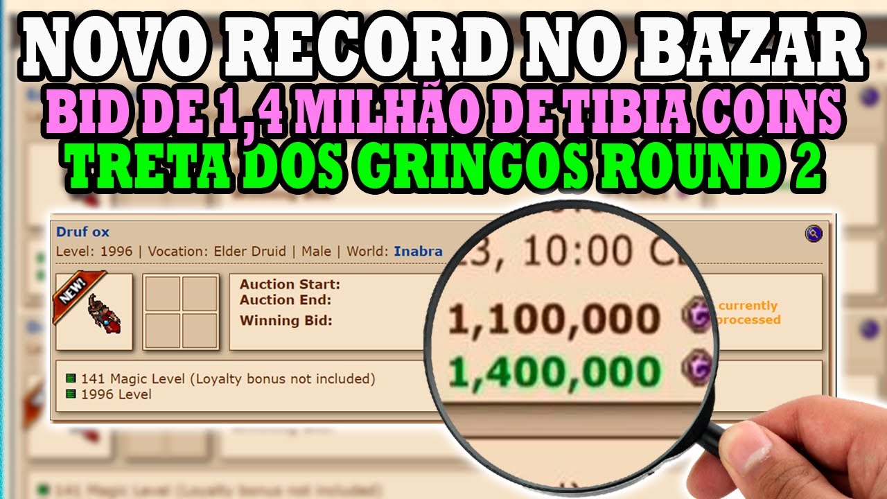 Tibia - Bid de 1,4 milhão de tibia coins! Novo Record no Bazar! - YouTube