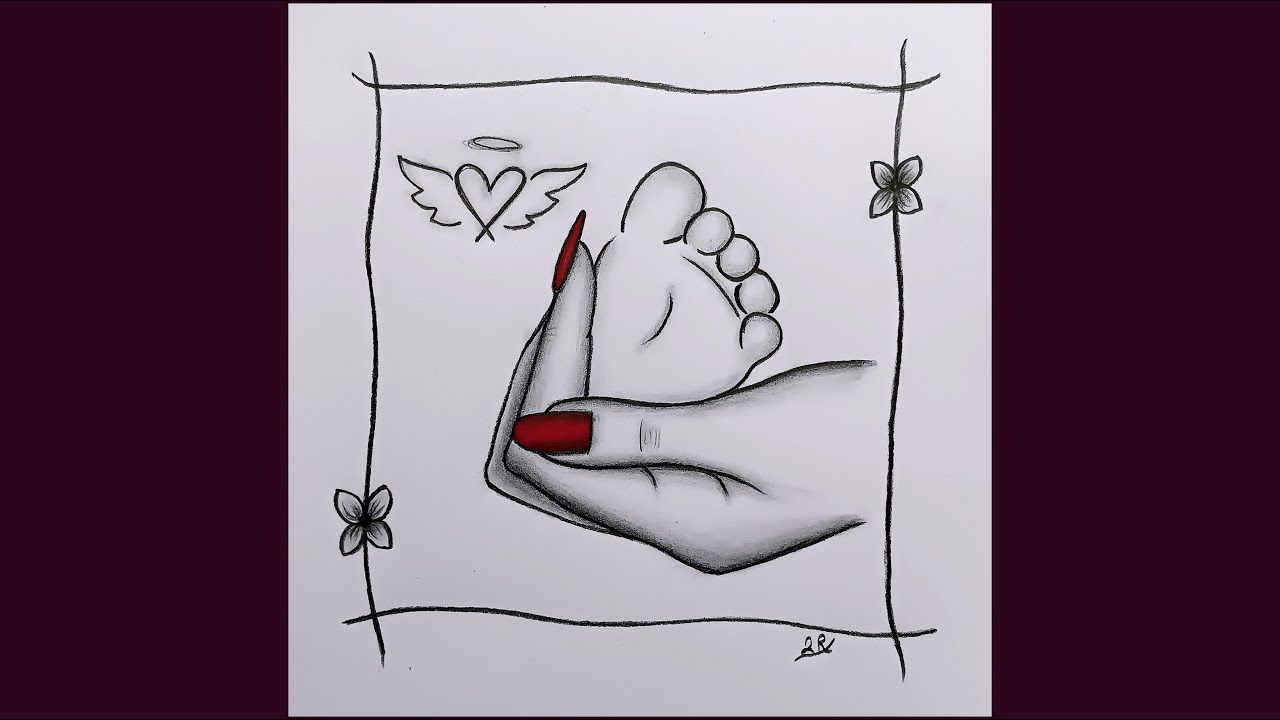 Mom Pencil Drawing | Mom Hand And Baby Leg Drawing | Mother's Day ...