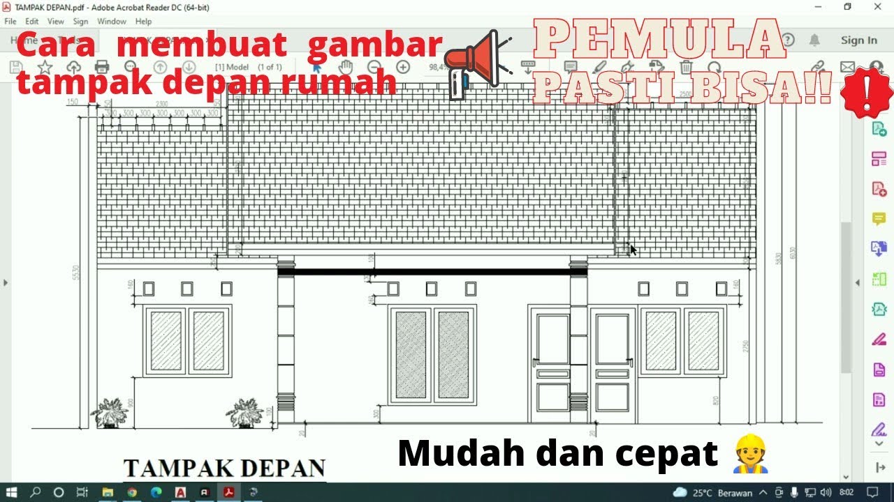 Membuat gambar tampak depan di Autocad - YouTube