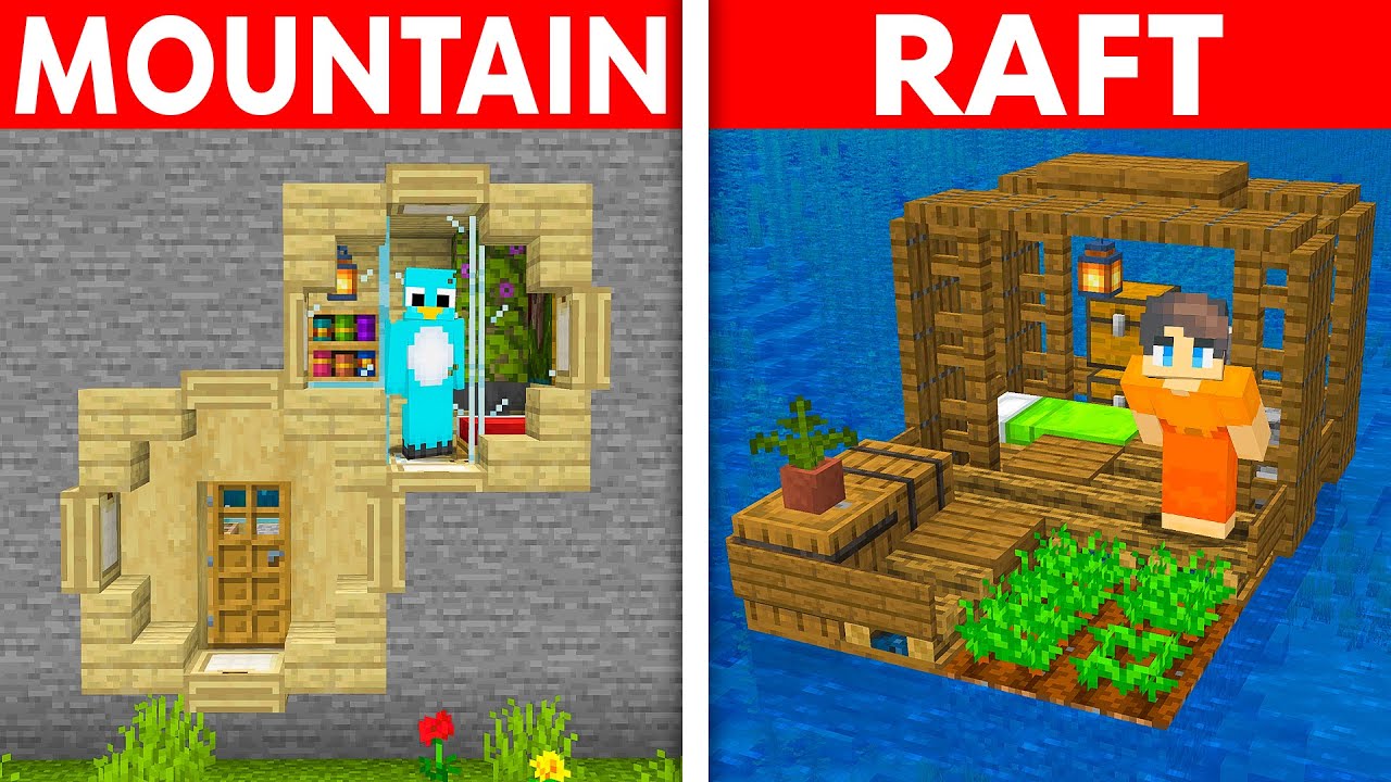 How To Build 4 EASY STARTER HOUSES in Minecraft - YouTube