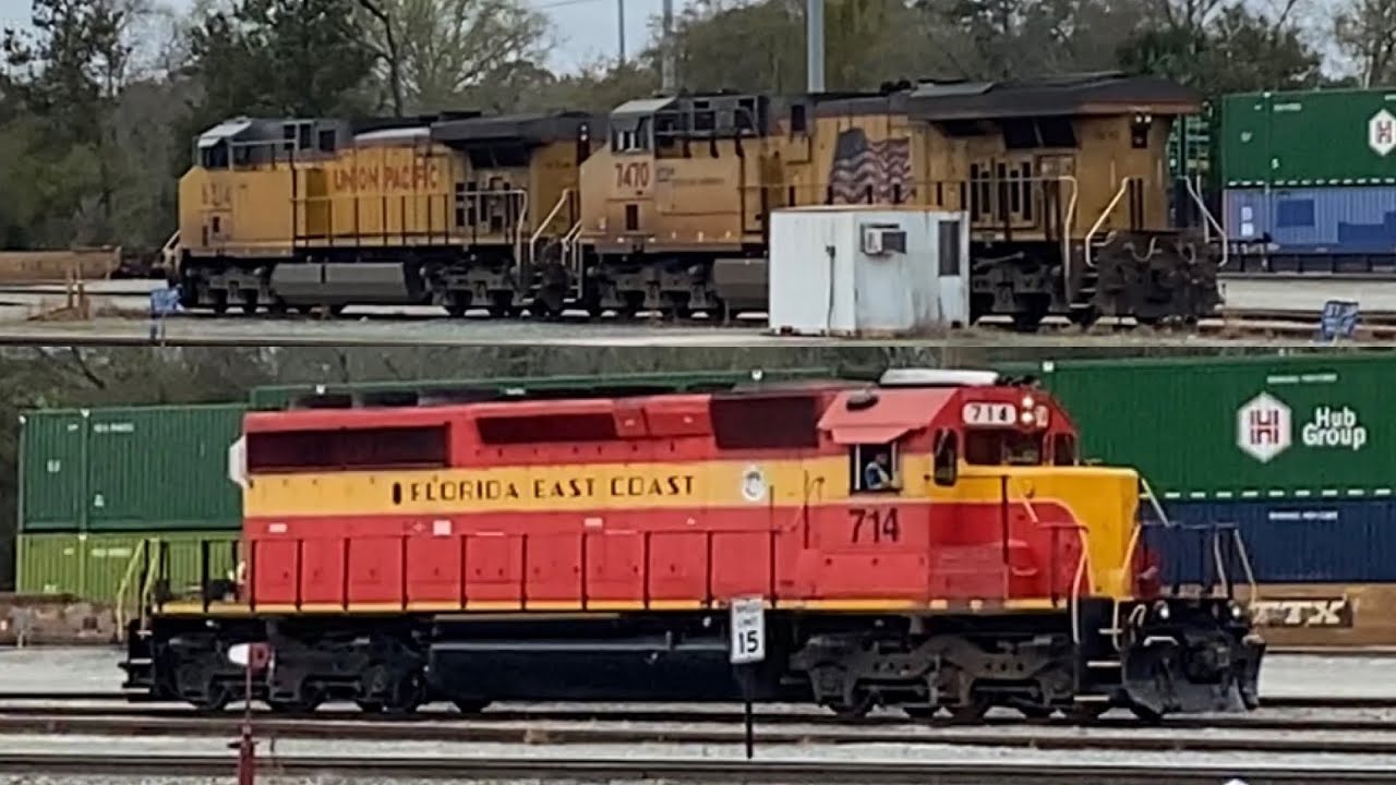 Union Pacific GEs and FEC SD40-2 at Bowden Yard! - YouTube