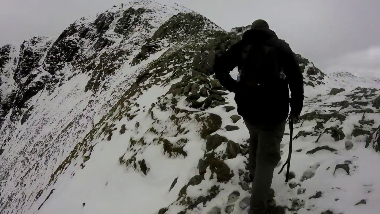 Striding Edge descending the Chimney. Helvellyn Lake District - YouTube